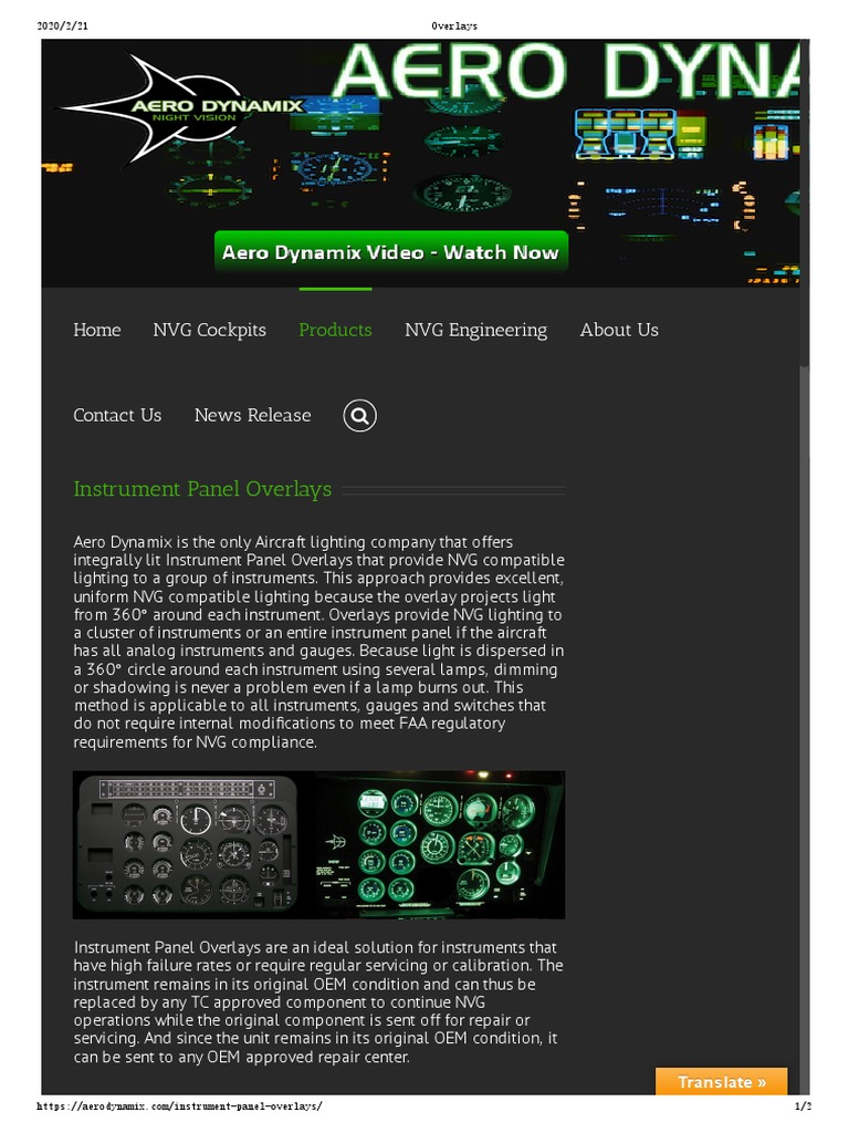 Instrument Panel Overlays: Home NVG Cockpits NVG Engineering About Us ...