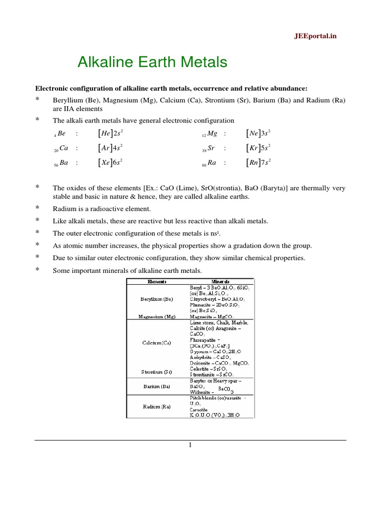 Alkaline Earth Metals | PDF | Ion | Ionization