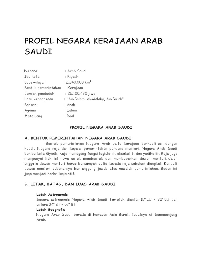 PROFIL NEGARA ARAB SAUDI | PDF