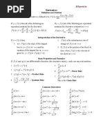 Calculus Derivatives Cheat Sheet | PDF | Maxima And Minima | Derivative