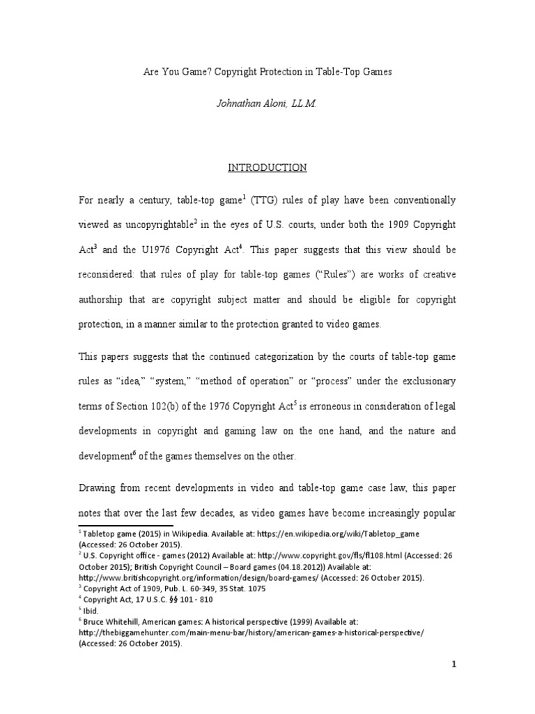 Are You Game Copyright Protection in Tab | PDF | Copyright Law Of The ...