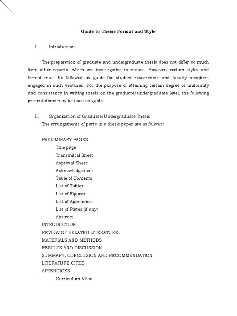 Guide To Thesis Format and Style | PDF | Survey Methodology | Bracket
