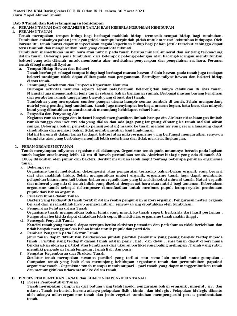Peranan Tanah dalam Kehidupan | PDF