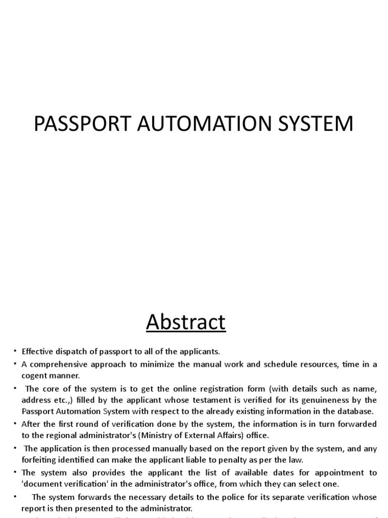 Passport Automation System | PDF | Databases | Application Software