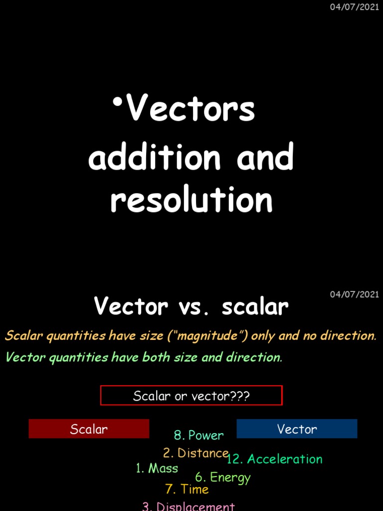 Vectors Addition and Resolution | PDF | Euclidean Vector | Velocity
