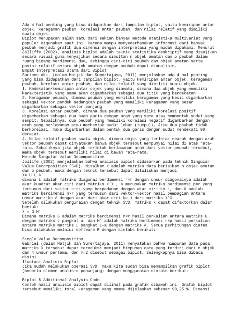 Analisis Biplot | PDF | Metode & Bahan Ajar