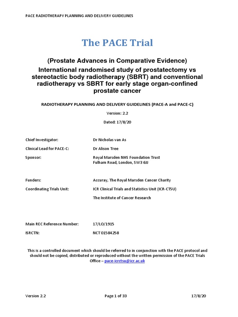PACE Radiotherapy Guidelines for Trials | PDF | Radiation Therapy | Ct Scan