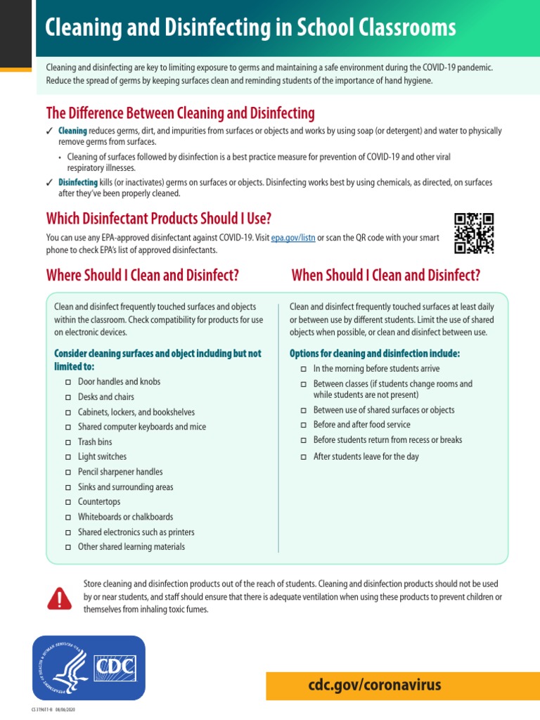 The Difference Between Cleaning and Disinfecting: CDC - Gov/coronavirus ...
