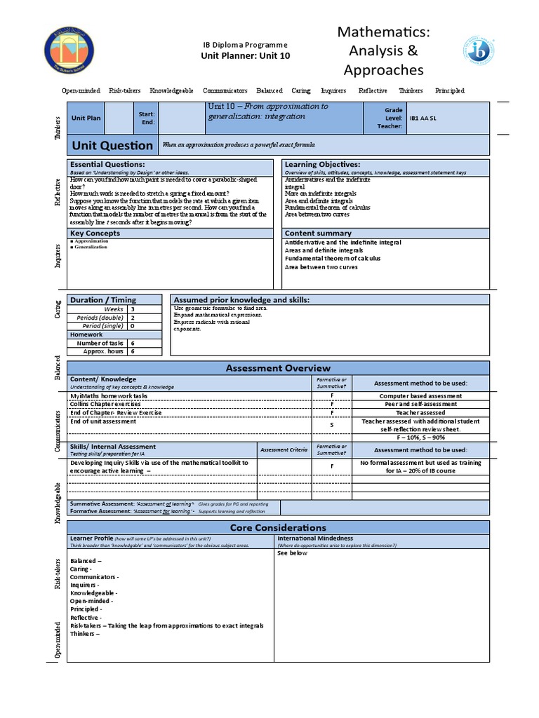 IB SL AA Unit 10 From Approximation To Generalization Integration | PDF