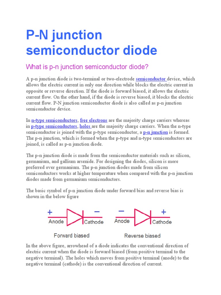 What Is P-N Junction Semiconductor Diode? | Download Free PDF | P–N Junction | Rectifier