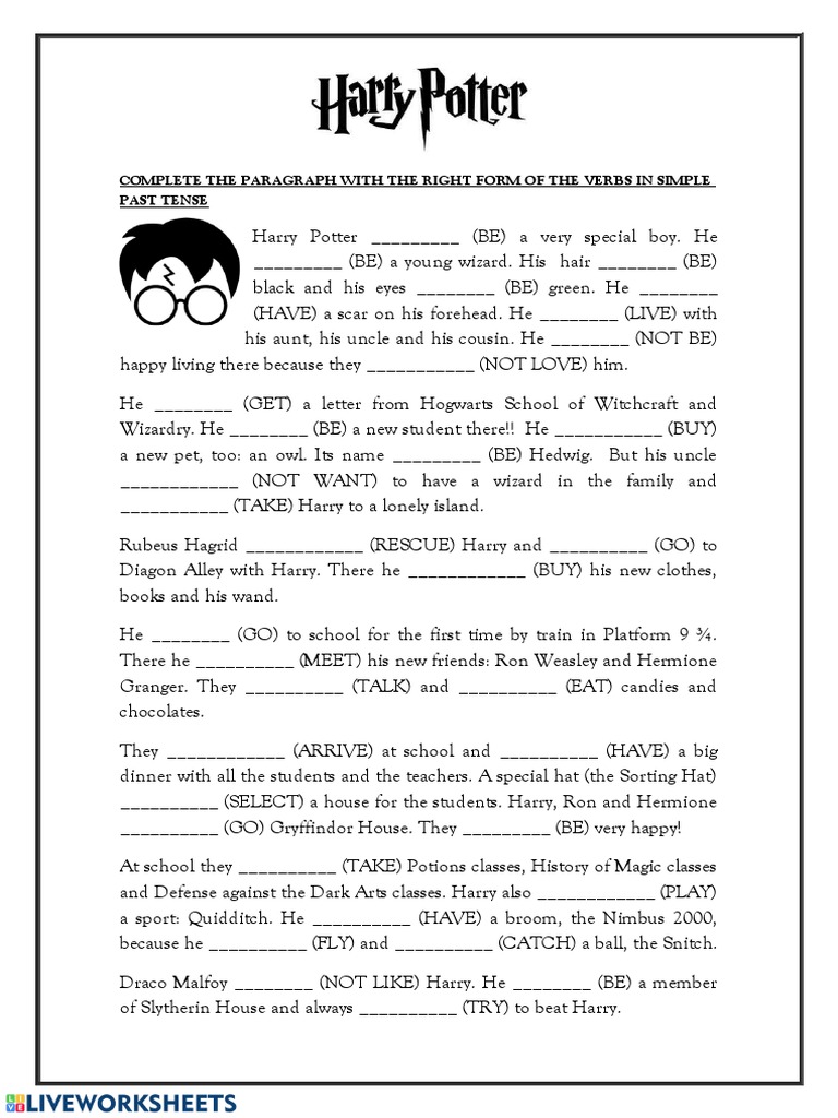 Complete The Paragraph With The Right Form of The Verbs in Simple Past ...