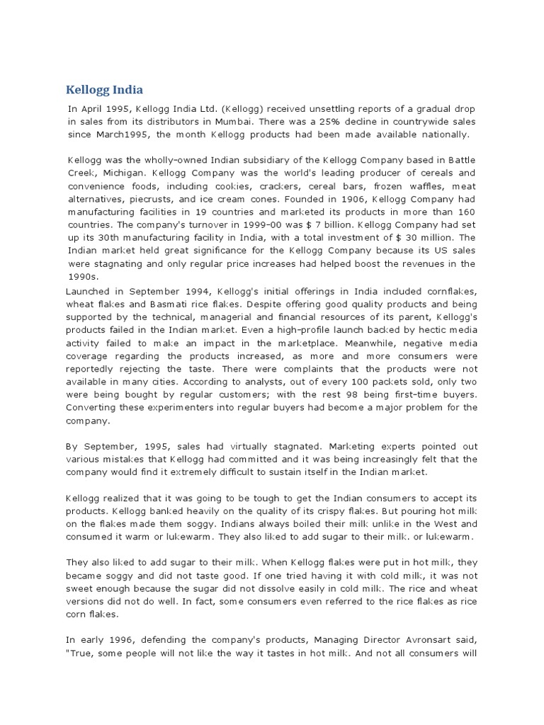Kellogg Case Study | PDF | Pricing | Brand