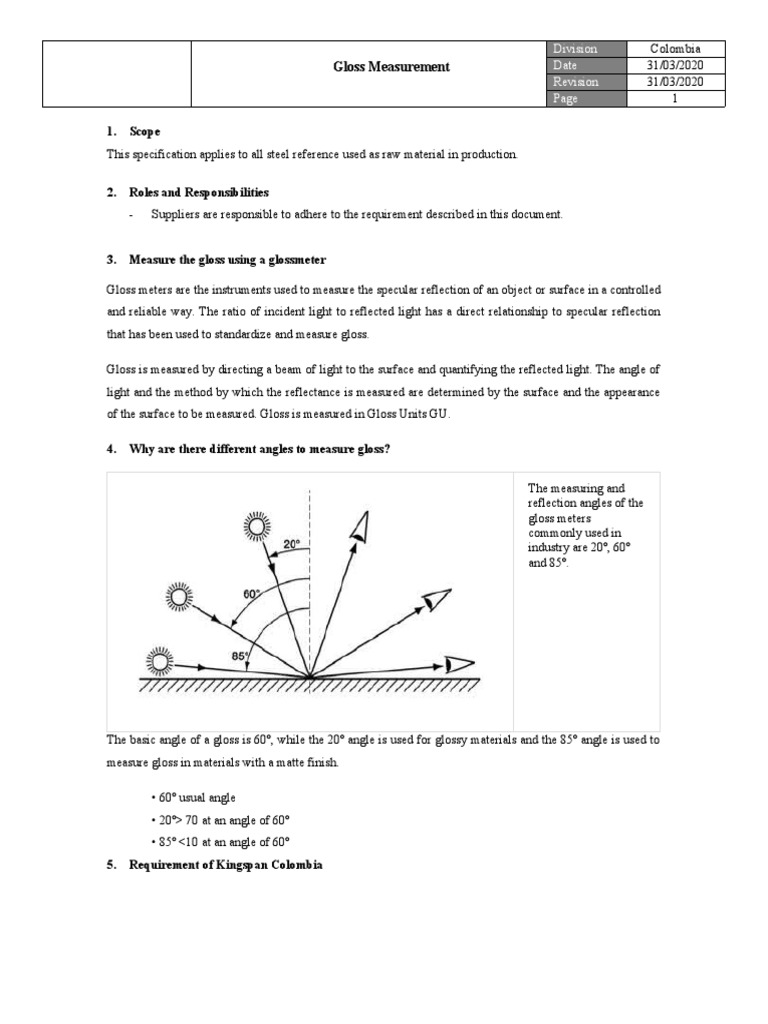 Scope: Gloss Measurement | PDF | Optics | Electromagnetic Radiation