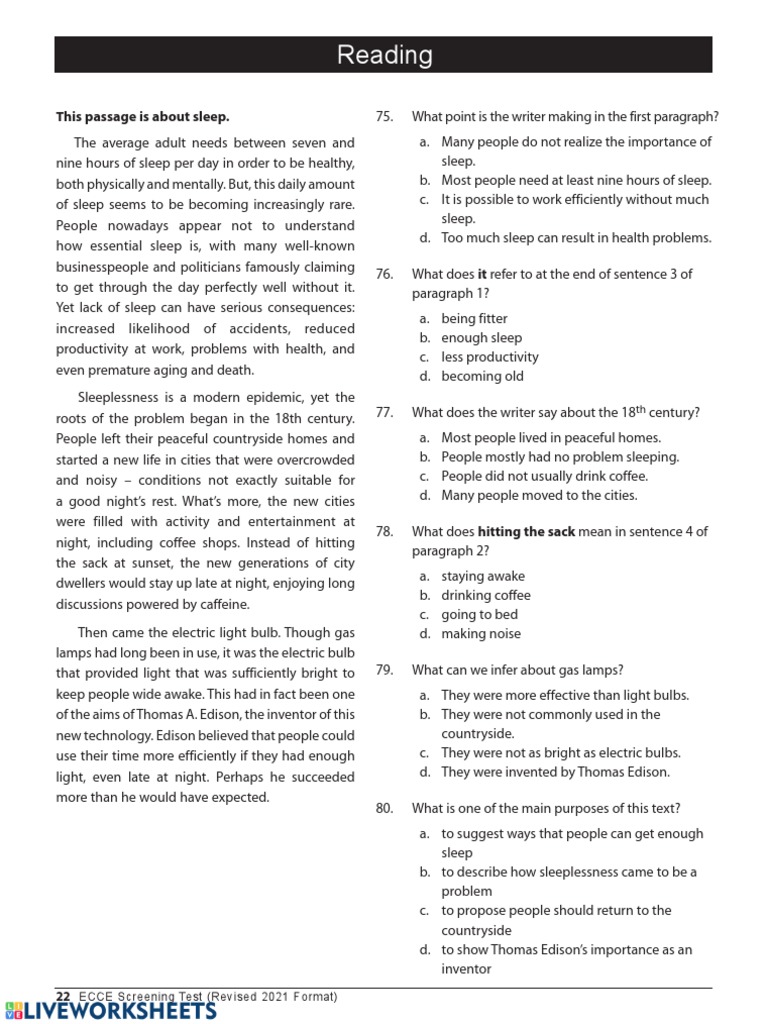 Reading: This Passage Is About Sleep | PDF | Sleep | Online Advertising