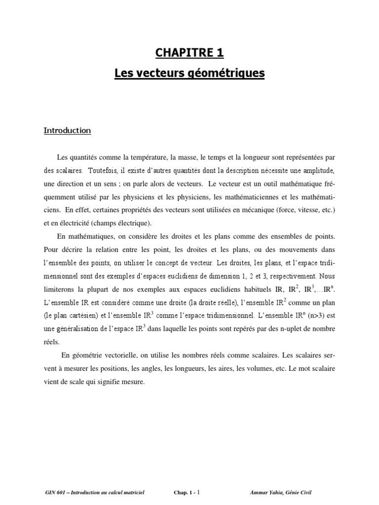 Vecteurs et Matrices en Mathématiques | PDF | Espace vectoriel ...