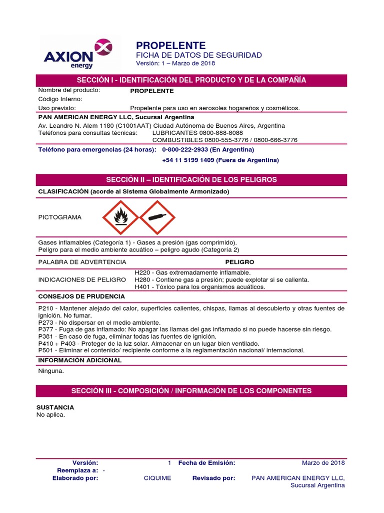 Ficha Tecnica Propelente | PDF | Quemar | Agua
