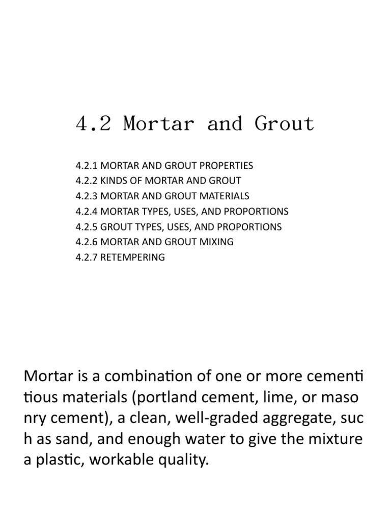 Mortar And Grout Pdf Cement Mortar Masonry