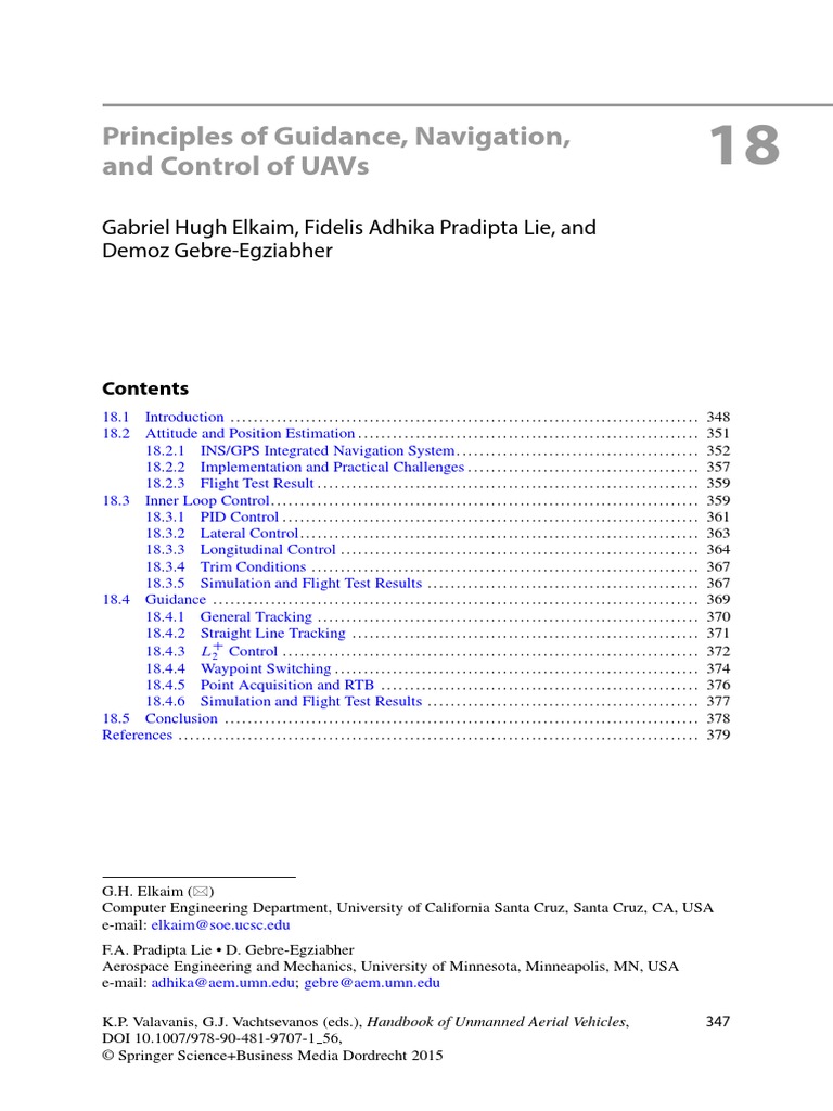 Principles of Guidance, Navigation, and Control of Uavs | PDF ...