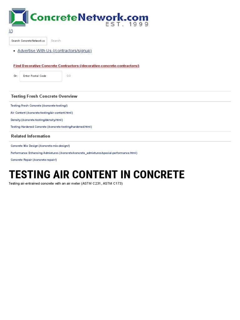 Air Content Testing in Concrete | PDF | Density | Concrete