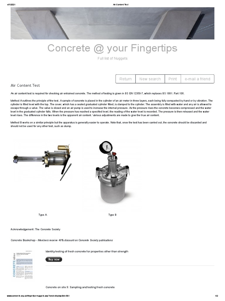 Concrete at Your Fingertips: Air Content Test | PDF | Gas Technologies ...