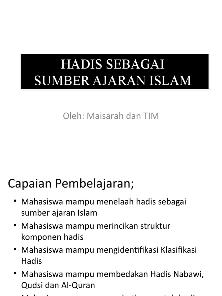 Komponen dan Klasifikasi Hadis Islam | PDF