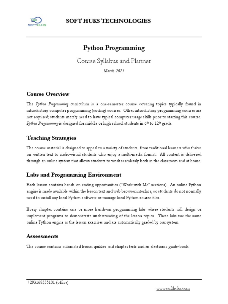 Python Programming Planner Syllabus | PDF | Python (Programming ... Python Programming Planner Syllabus | PDF | Python (Programming ...
