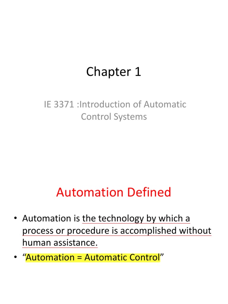 Introduction to Automation Systems | PDF | Automation | Control System