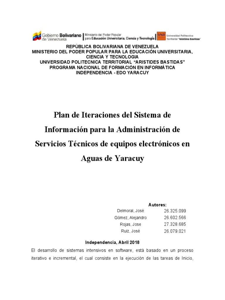 Plan de Iteracion | PDF | Lenguaje de modelado unificado | Iteración