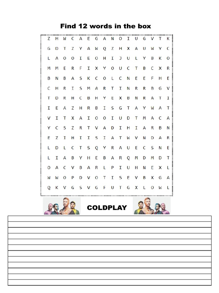 Coldplay Wordsearch | PDF