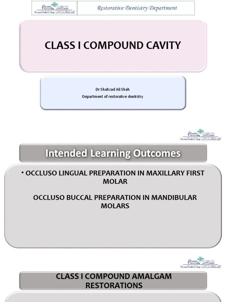 Class I Compound Cavity Preparation Guide | PDF | Dental Anatomy ...