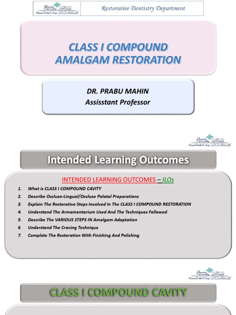 CLASS I-Compound Restoartion | PDF | Mouth | Dentistry Branches