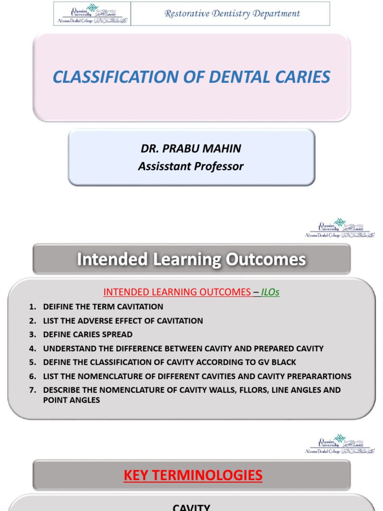Classification of Cavities | PDF | Animal Anatomy | Dentistry