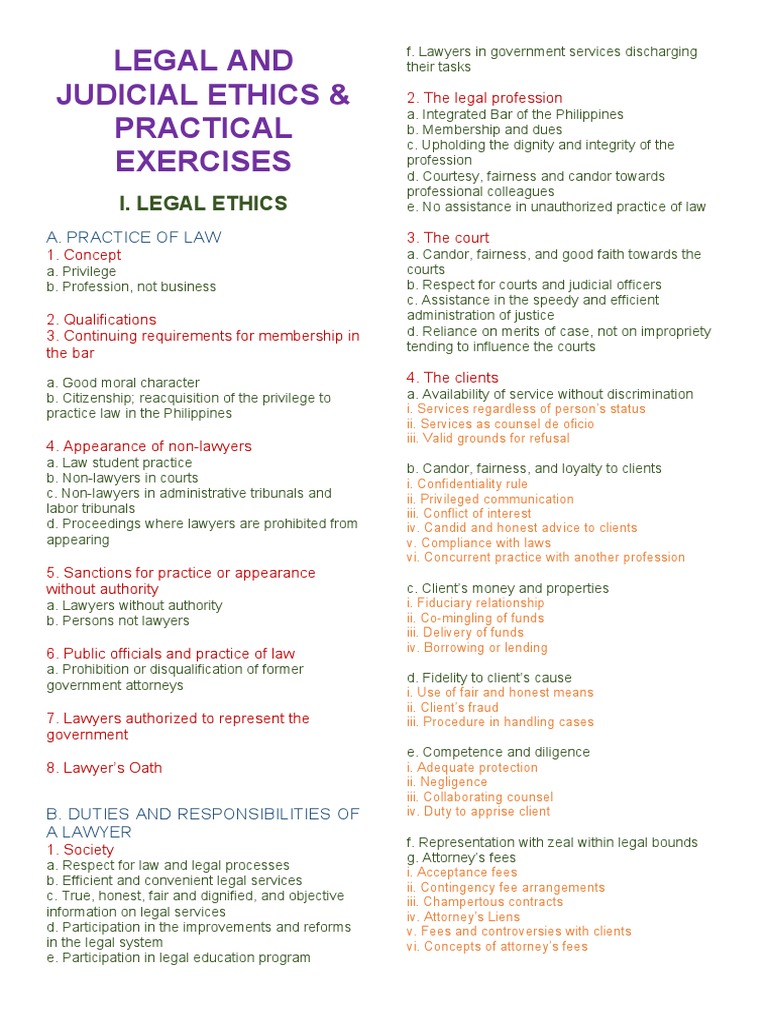 Legal and Judicial Ethics Guide | PDF | Practice Of Law | Lawyer