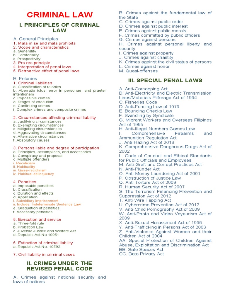 Criminal Law Syllabus 2021 | PDF | Crime & Violence | Crime Thriller