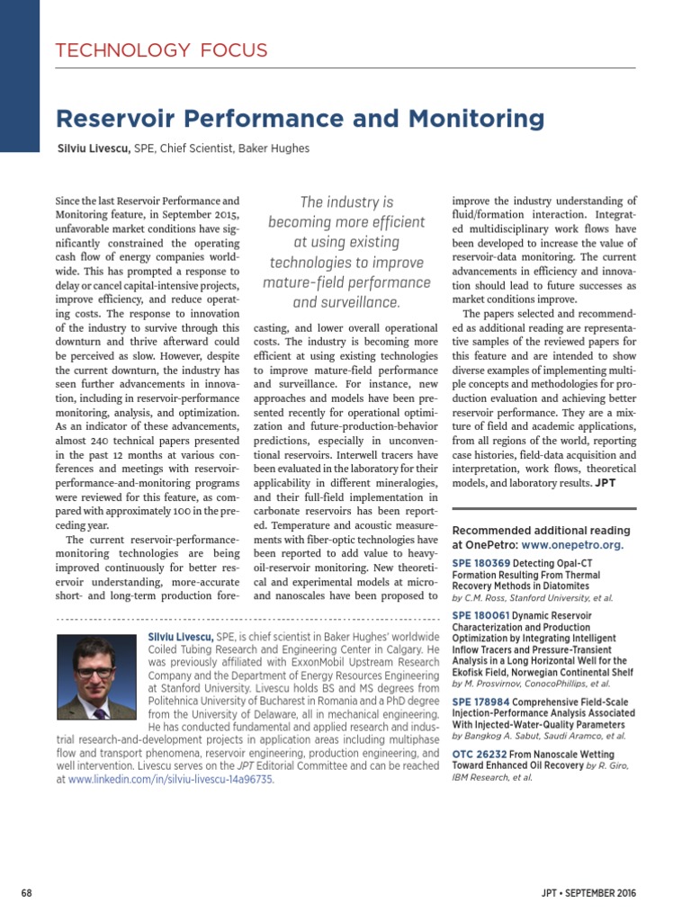 Advancements in Reservoir Performance Monitoring and Technologies for ...