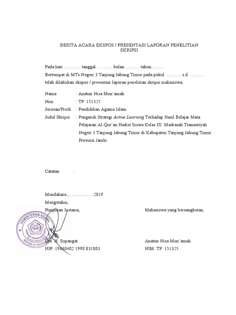 Berita Acara Ekspos | PDF