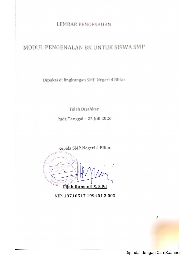 Lembar Pengesahan Modul Pengenalan BK | PDF