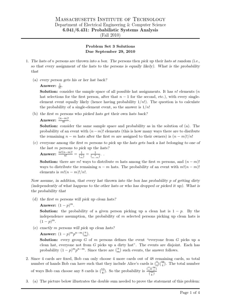 Massachusetts Institute of Technology | PDF | Infinity | Variance