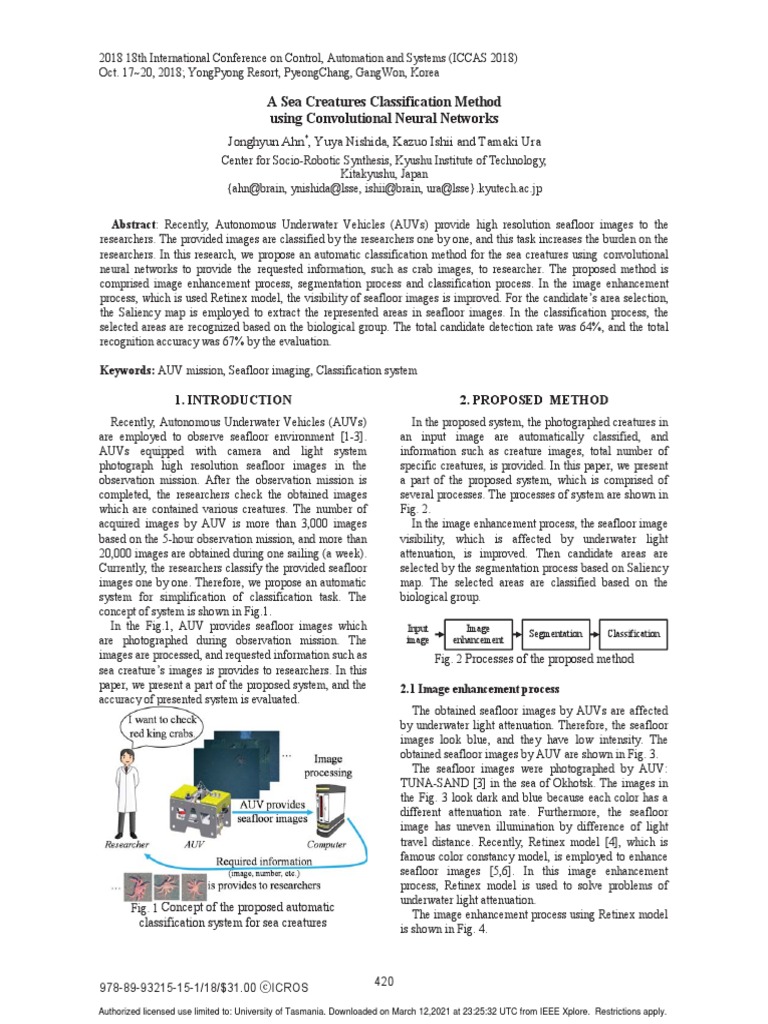 A Sea Creatures Classification Method Using CNN | PDF | Image ...