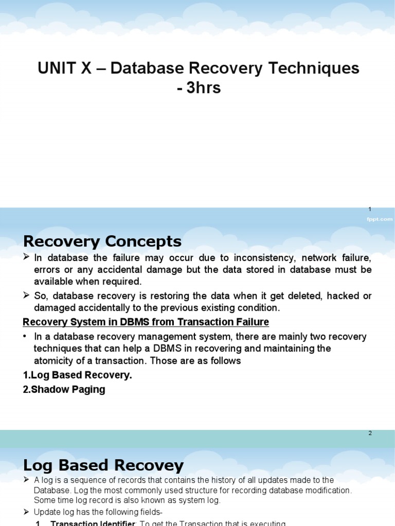 Unit X - Database Recovery Techniques | PDF | Database Transaction | Acid
