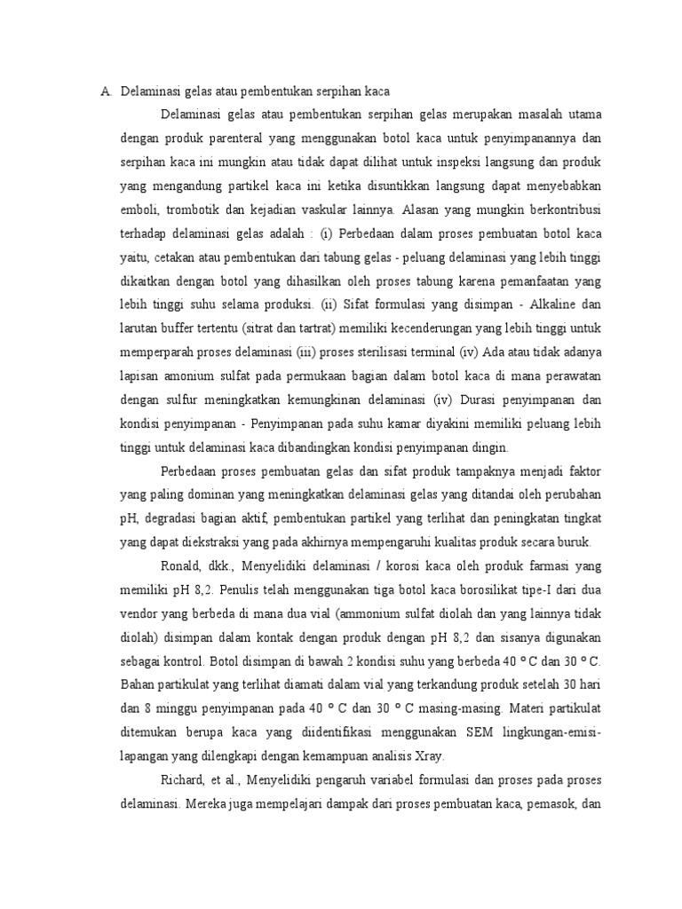Delaminasi Gelas Atau Pembentukan Serpihan Kaca | PDF