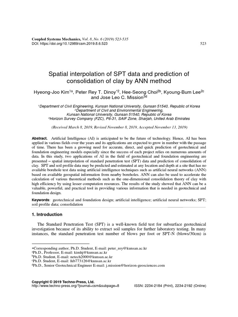 Spatial Interpolation of SPT Data and Prediction of Consolidation of Clay by ANN Method | PDF ...