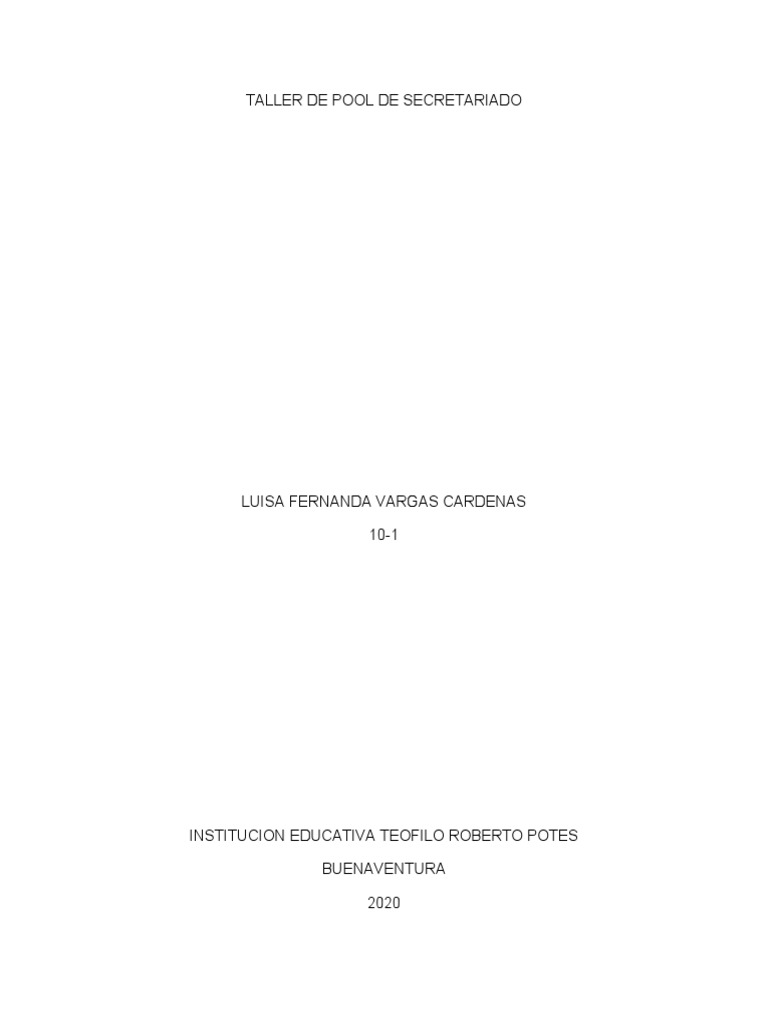 Actividad de Pool Secretarial Tercer Periodo Luisa Vargas 10-1 | PDF ...