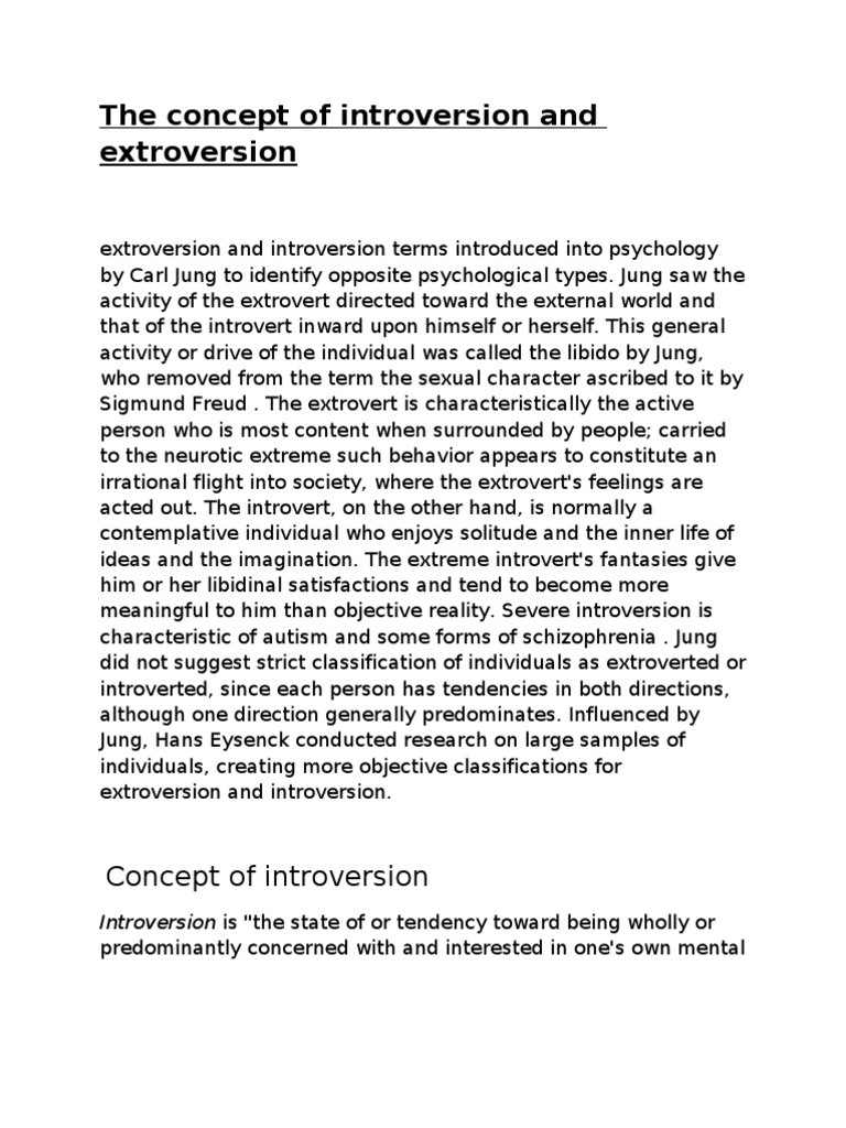The Concept of Introversion and Extroversion | PDF | Extraversion And Introversion | Motivation