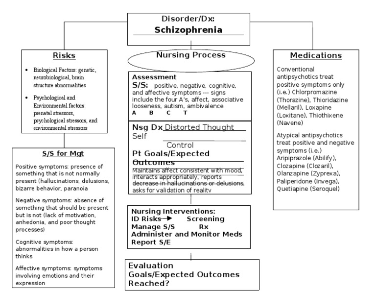 Nursing Concept Map for Schizophrenia | PDF | Schizophrenia | Antipsychotic
