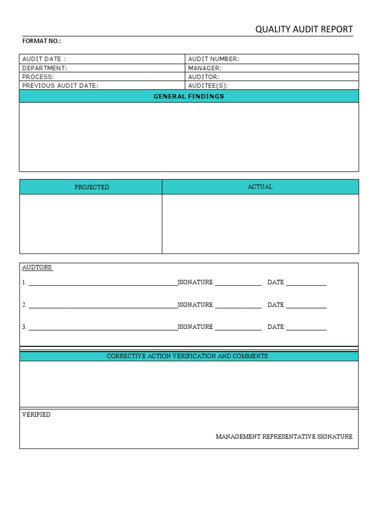 Quality Audit Report Template | PDF | Business | Finance & Money Management