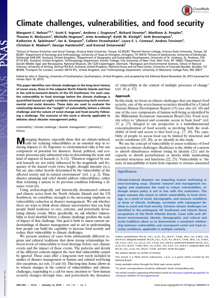 Climate Challenges, Vulnerabilities, and Food Security | PDF | Climate ...