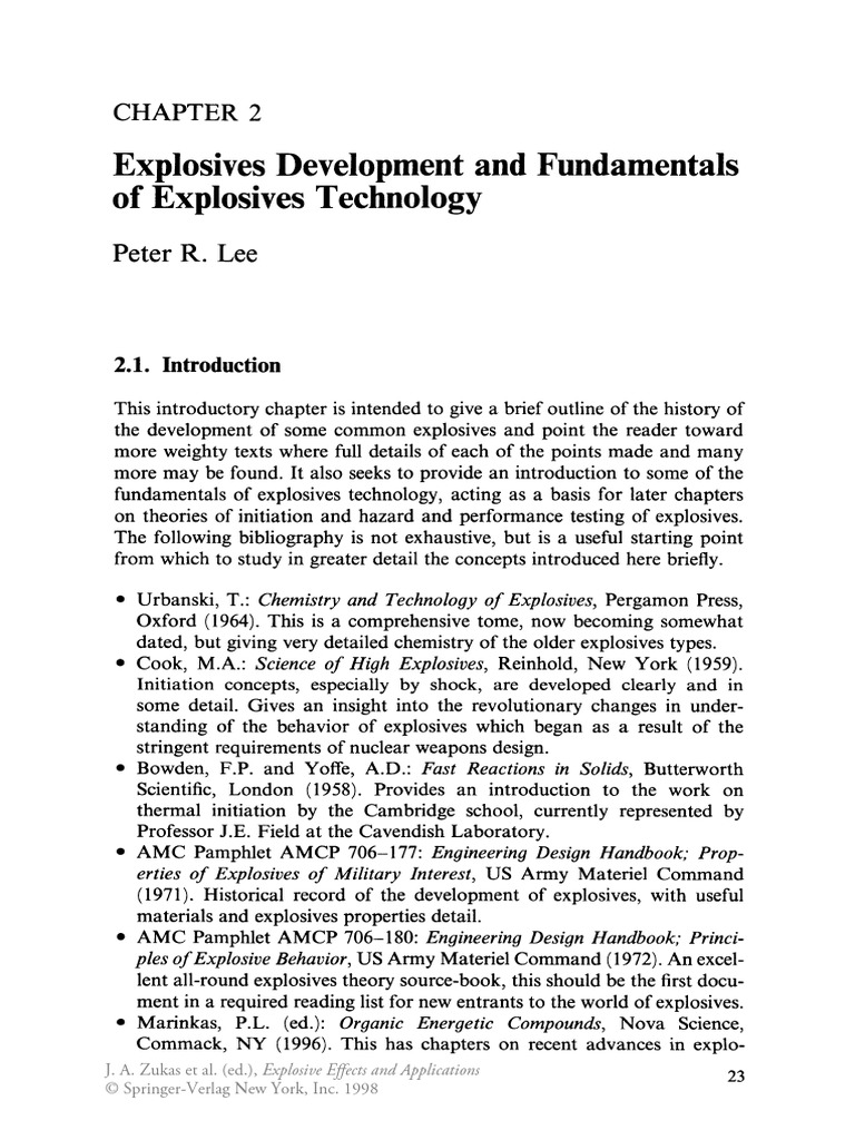 Explosives Development and Fundamentals of Explosives Technology | PDF ...
