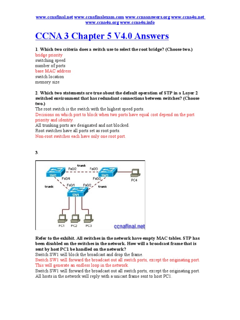 CCNA 3 Chapter 5 V4.0 Answers 2011 | PDF | Internet Architecture | Computer Data