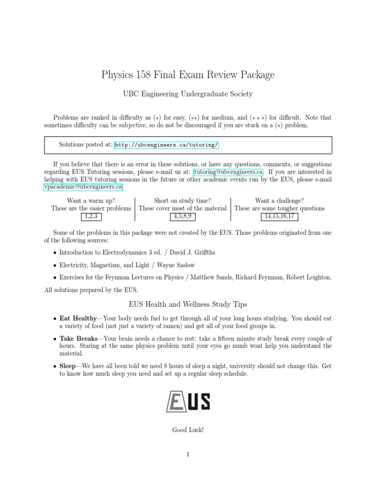 UBC Physics 158 Final Exam Review | PDF | Capacitor | Electric Field